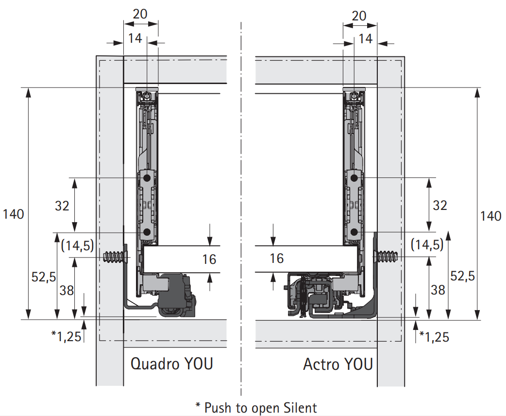 Zelfbouw lade Hettich AvanTech YOU | hoogte 139 mm | Duovorm